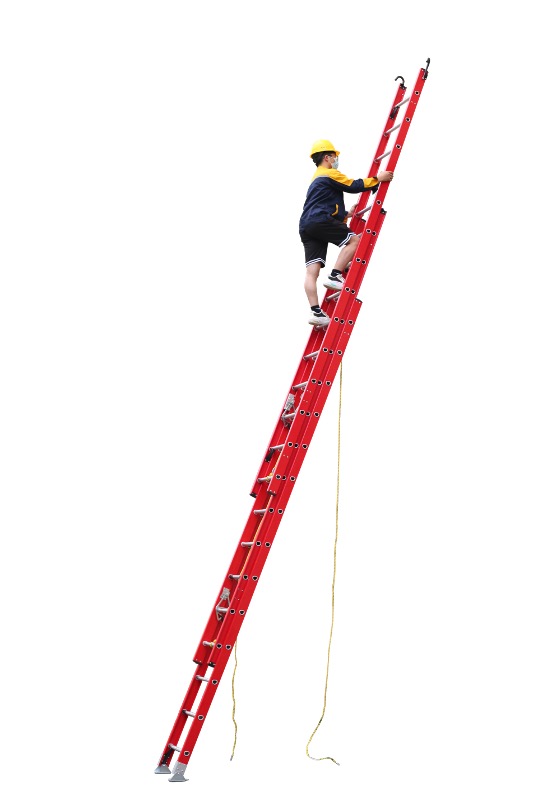 Fiberglass Plastic ladder 3x8 steps with pull cord | Delmer